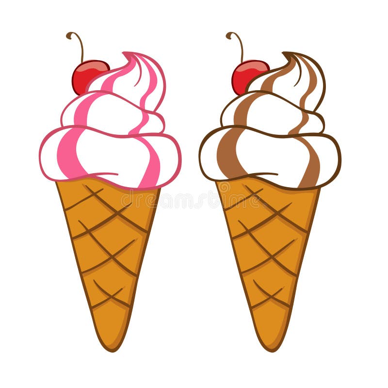 Two Scoop Ice Cream Cone Stock Illustrations – 1,123 Two Scoop Ice ...