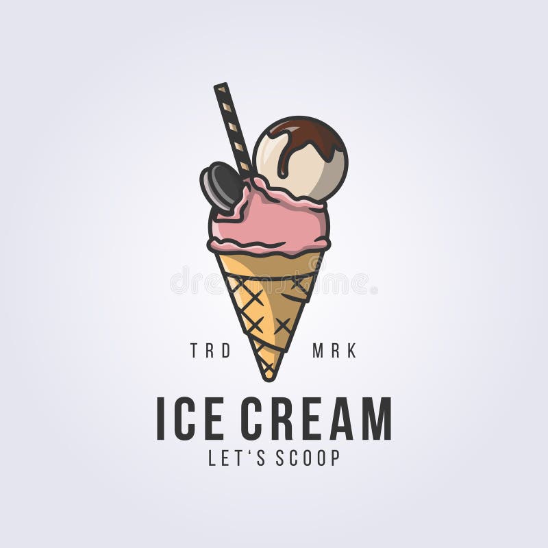 Ice Cream Cone with Wafer Roll and Oreo for Logo, Symbol, Icon Vector ...