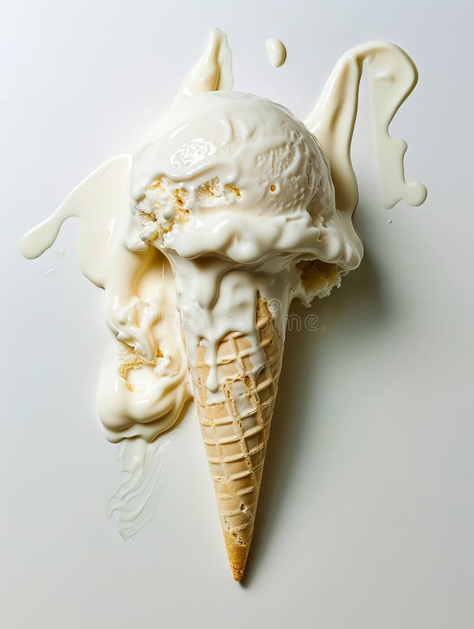 Ice Cream Cone with White Liquid on Top Stock Photo - Image of white ...