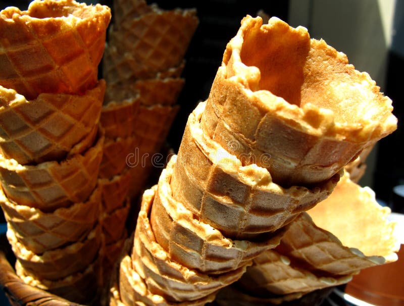 A stack of ice cream cones stock image. Image of waffle - 7102749