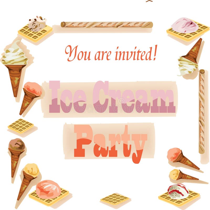 Ice Cream Cones Background Template Stock Illustration - Illustration ...