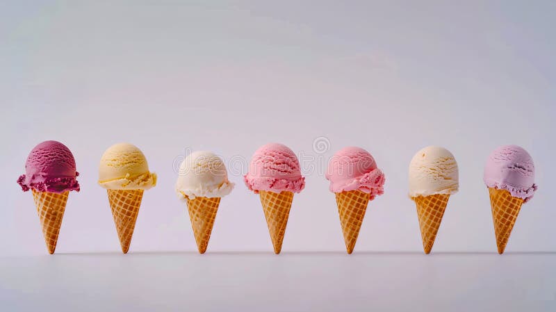 Ice Cream Cones in Different Colors Stock Photo - Image of array, scoop ...