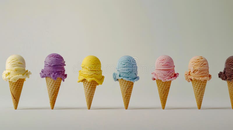 Ice Cream Cones in Different Colors Stock Photo - Image of food ...