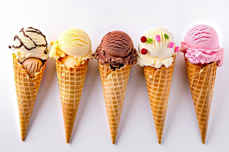 Ice Cream Cones with Different Flavors Stock Photo - Image of sorbet ...