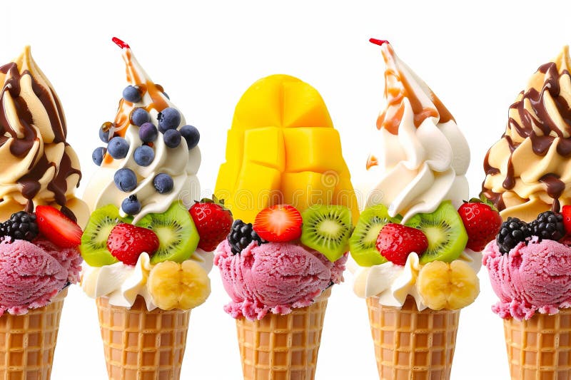 Ice Cream Cones with Different Toppings Stock Image - Image of ...