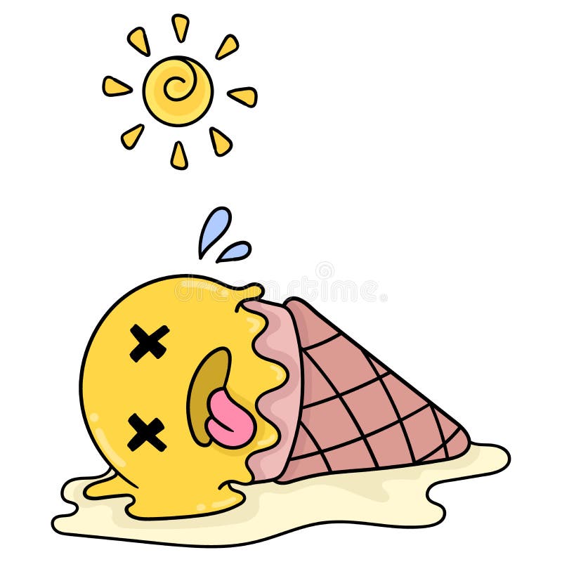 Ice Cream Cones Are Falling Unconscious And Melting In The Hot Summer