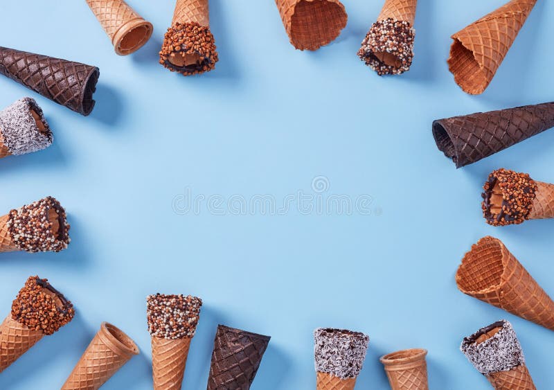 Ice cream cones frame stock image. Image of homemade - 221182359