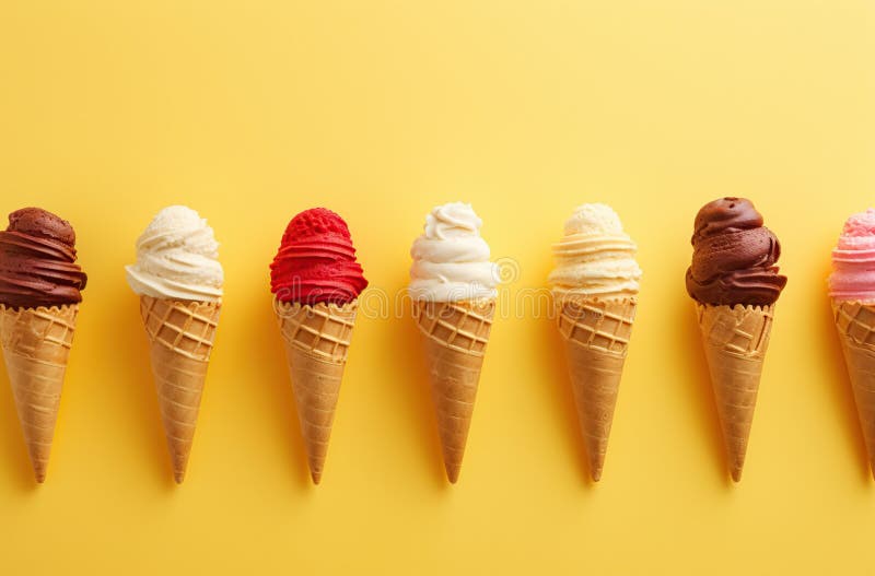 Ice Cream Cones Minimal Isolated Color Background Stock Illustration ...