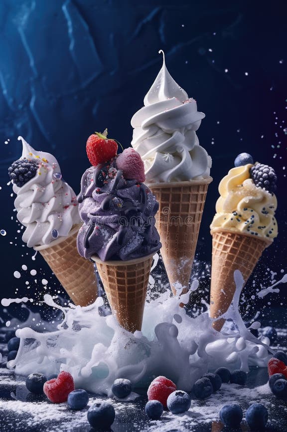 Ice Cream Cones with Toppings Stock Photo - Image of party, whipped ...