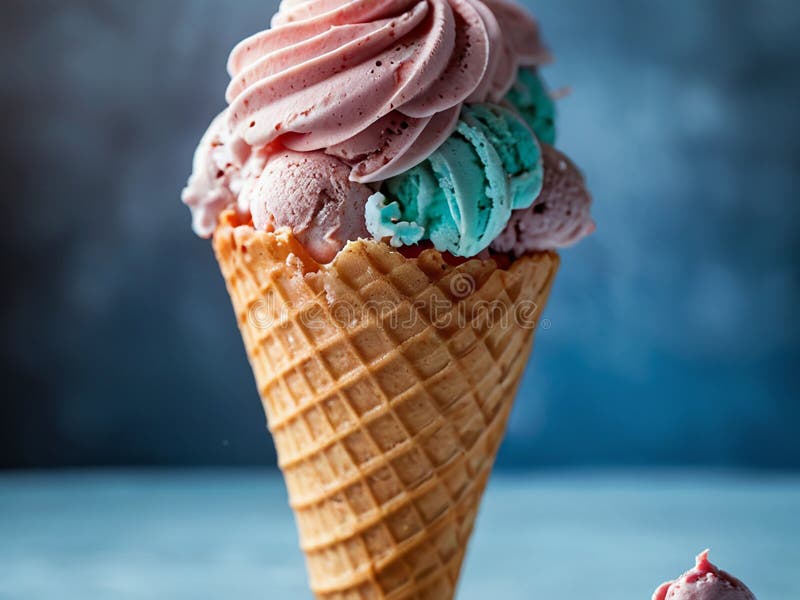Ice Cream in Cones of Various Color Variants Stock Illustration ...