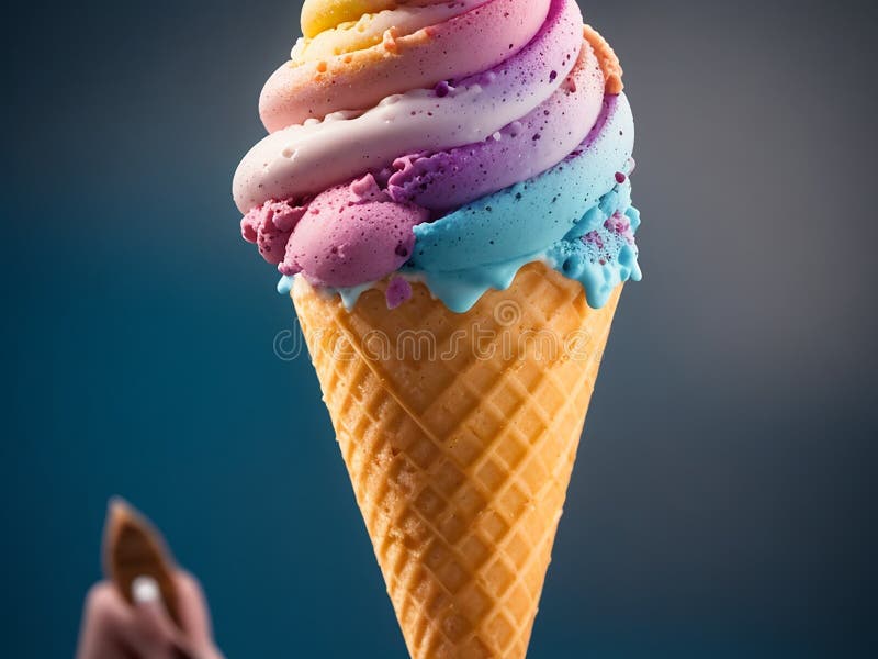 Ice Cream in Cones of Various Color Variants Stock Illustration ...