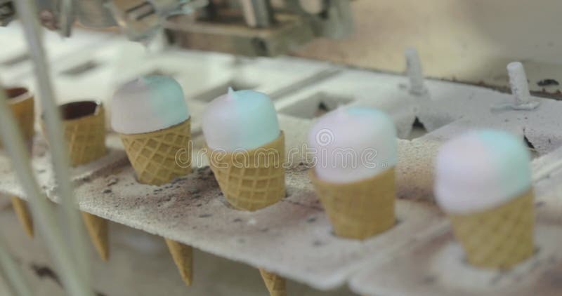 Automated Ice Cream Production Line. Ice Cream on the Conveyor Line ...