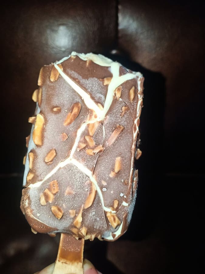 Ice Cream Cracked with Few Bites so Delicious Stock Photo - Image of ...