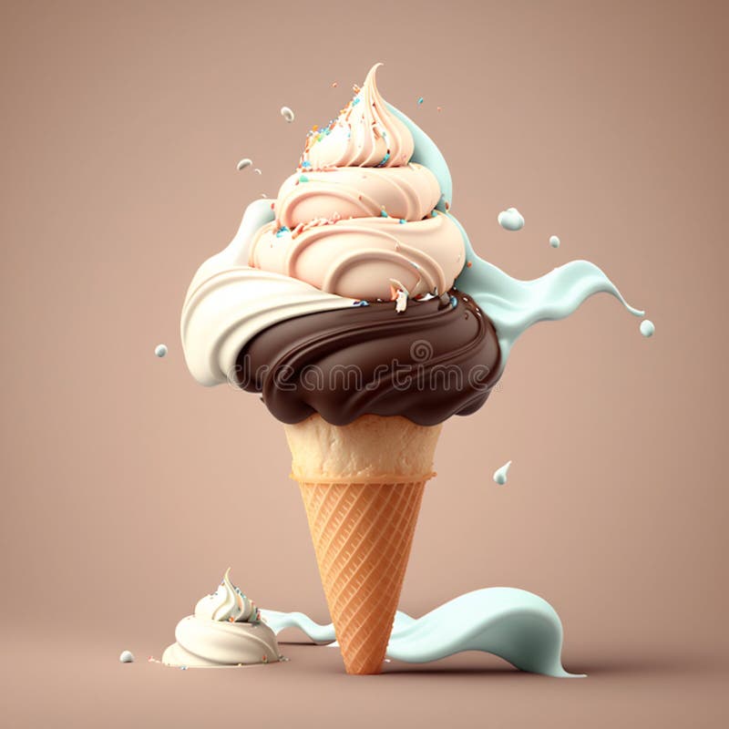 Ice Cream Creamy. Generative AI Stock Illustration - Illustration of ...