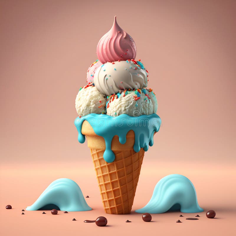 Ice Cream Creamy. Generative AI Stock Illustration - Illustration of ...