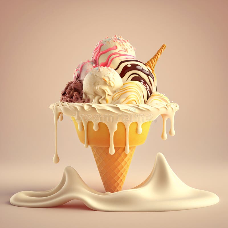 Ice Cream Creamy. Generative AI Stock Illustration - Illustration of ...
