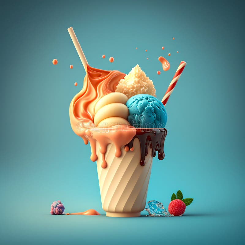 Ice Cream Creamy. Generative AI Stock Illustration - Illustration of ...