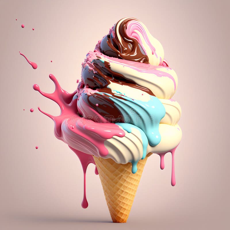 Ice Cream Creamy. Generative AI Stock Illustration - Illustration of ...