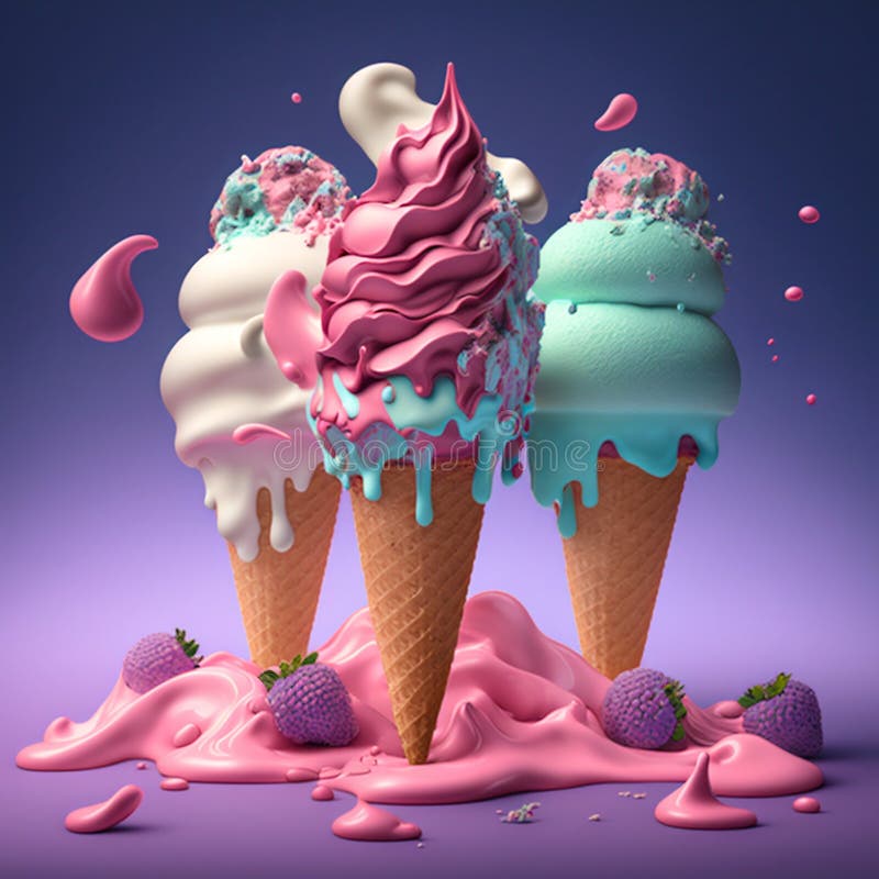 Ice Cream Creamy. Generative AI Stock Illustration - Illustration of ...