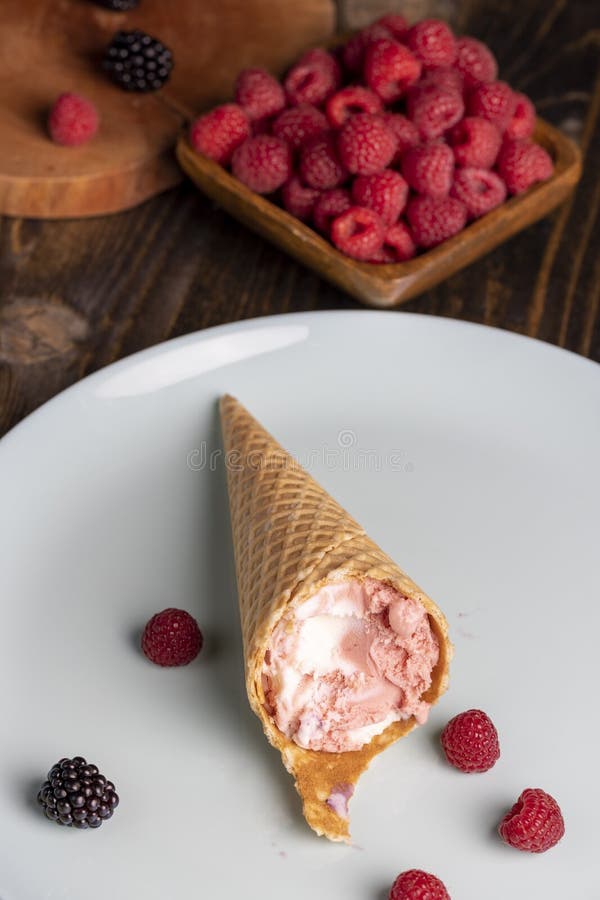 Ice Cream with Creamy Raspberry Flavor Stock Image - Image of gourmet ...