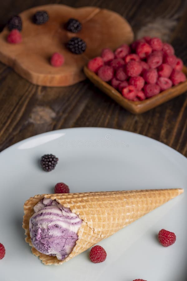 Ice Cream with Creamy Raspberry Flavor Stock Image - Image of product ...