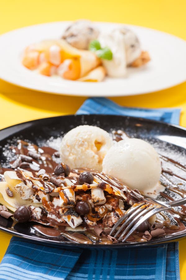 Ice cream crepe stock photo. Image of cream, restaurant - 50569328