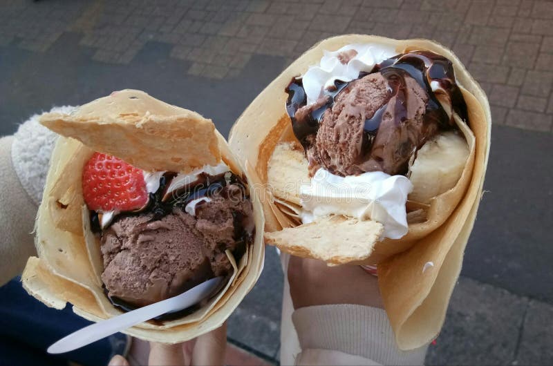 Ice cream crepe stock image. Image of sweet, cold, food - 95281499