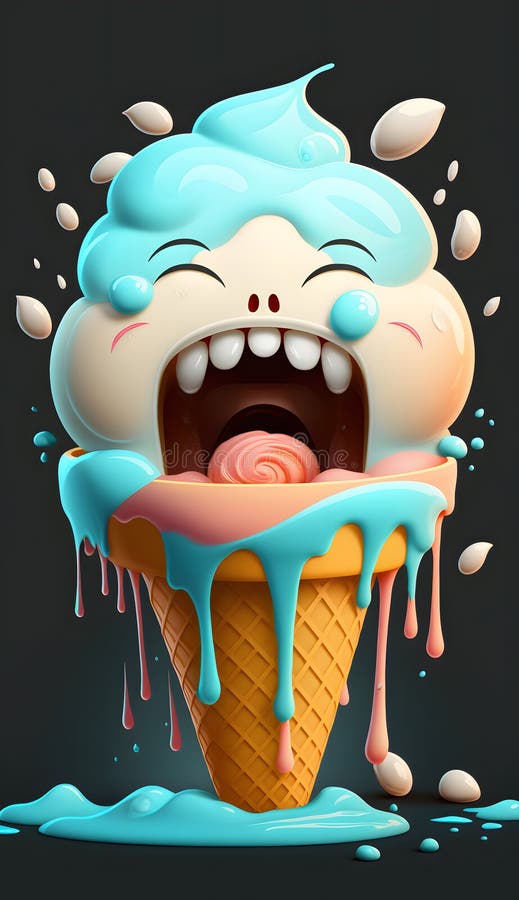 Ice Cream with Cry Emoji. Generative AI Stock Illustration ...