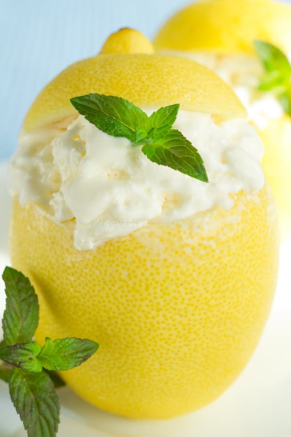 Lemon sorbet stock photo. Image of mint, icecream, fruit - 31694446