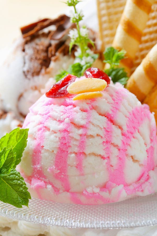 Ice cream dessert stock image. Image of sherbet, cherry - 55919107