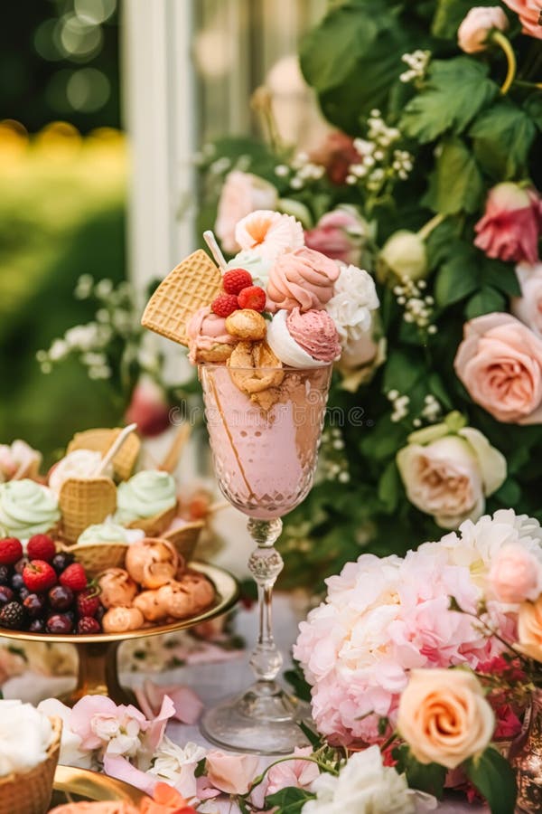 Ice Cream Desserts Buffet Table Event Food Catering For Wedding Party And Holiday Celebration