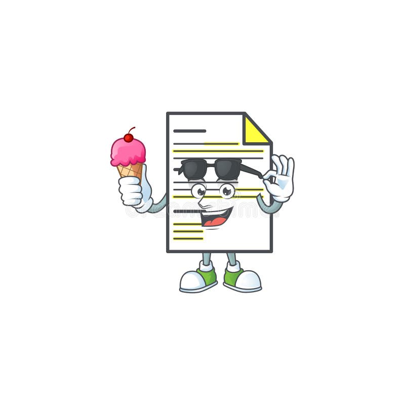 With Ice Cream Document in the Cartoon Character Mascot Stock Vector ...