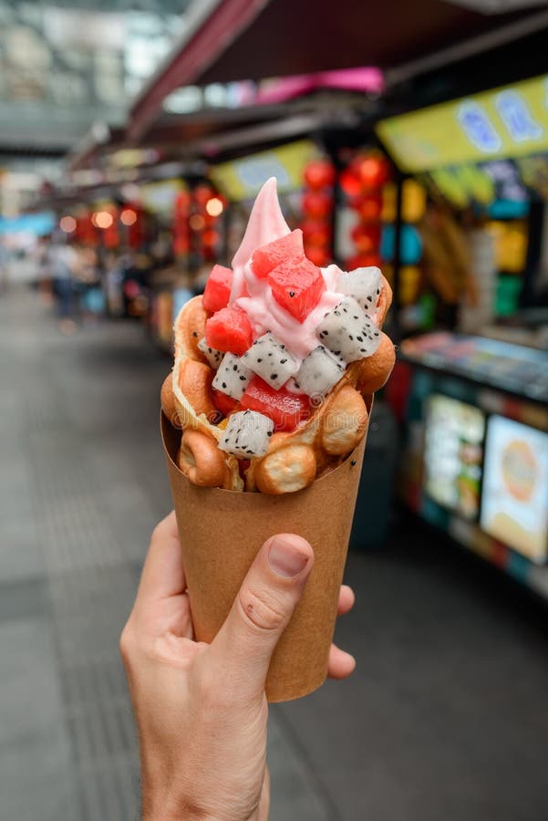 Ice Cream with Dragon Fruit and Watermelon Pieces Stock Photo - Image ...