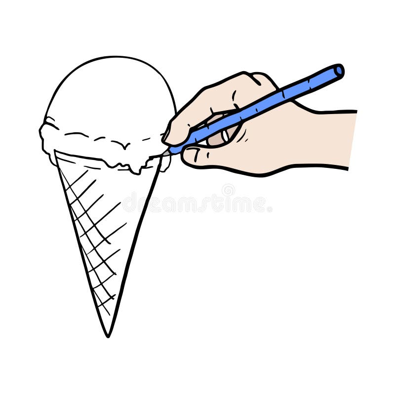 Ice cream drawing stock vector. Illustration of cone - 95405928