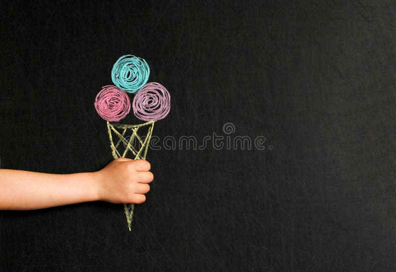 Ice Cream Drawn with Crayons on the Blackboard Stock Photo - Image of ...