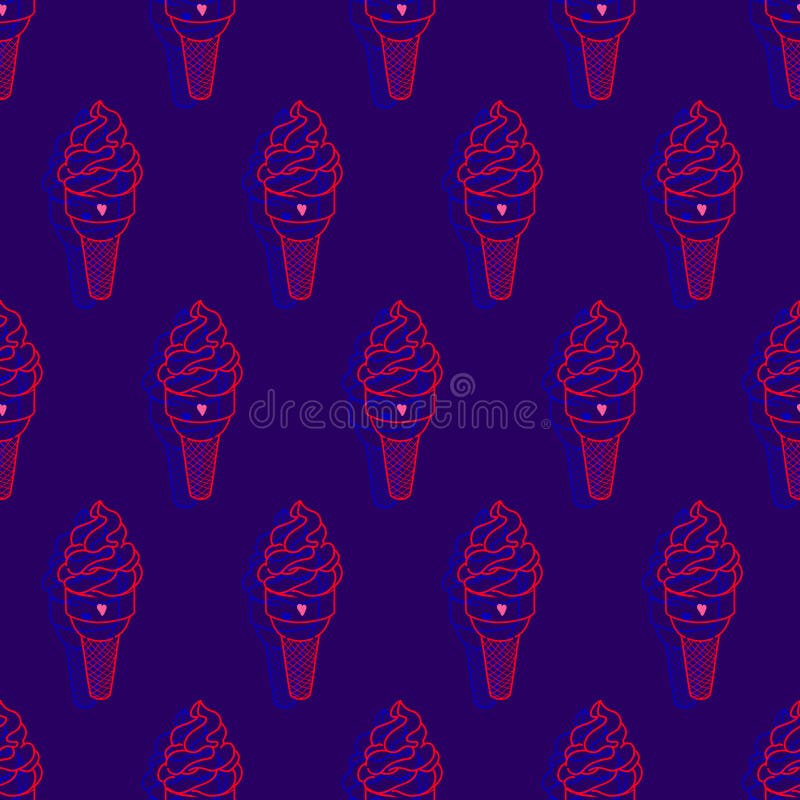 Ice Cream Easy Pattern Linear-02 Stock Vector - Illustration of ...
