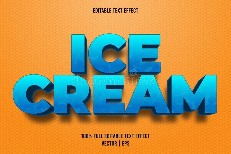 Ice Cream Editable Text Effect Embossed Cartoon Style Stock Vector ...