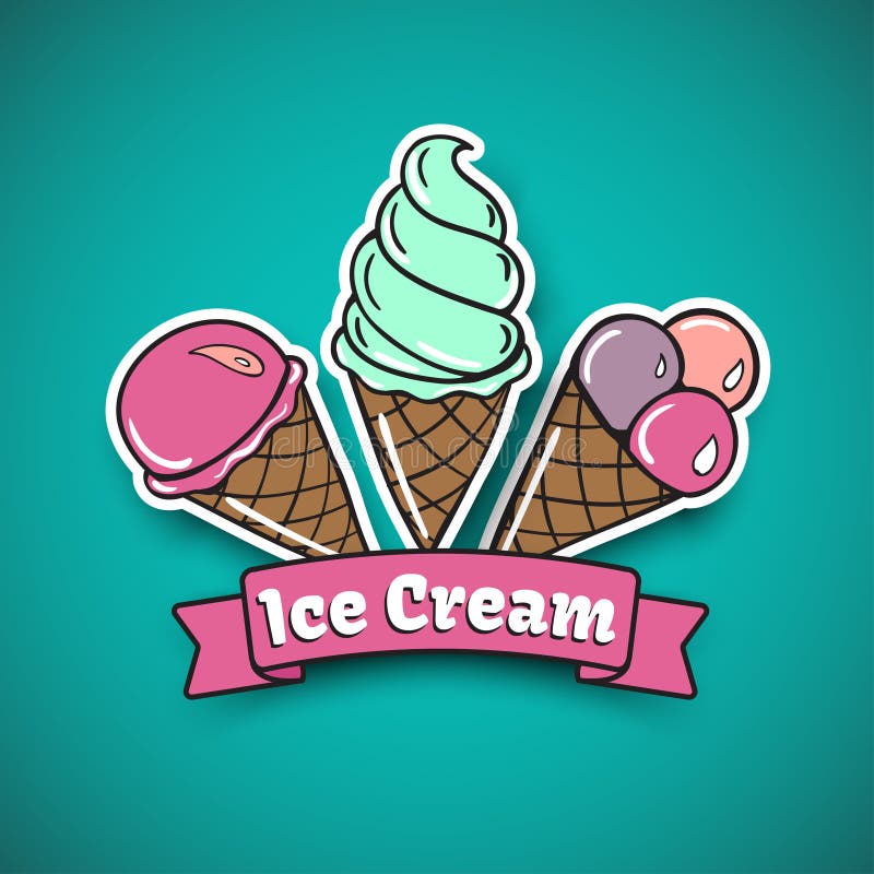 Ice Cream emblem stock vector. Illustration of balls - 92420777