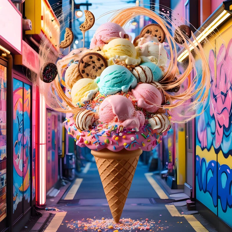 Ice Cream Explosion Celebration Stock Illustration - Illustration of ...