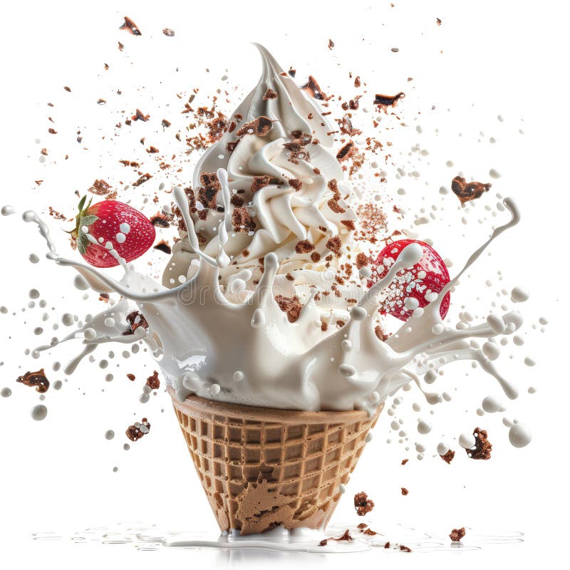 Ice Cream Explosion Isolated on Transparent Background. Stock ...