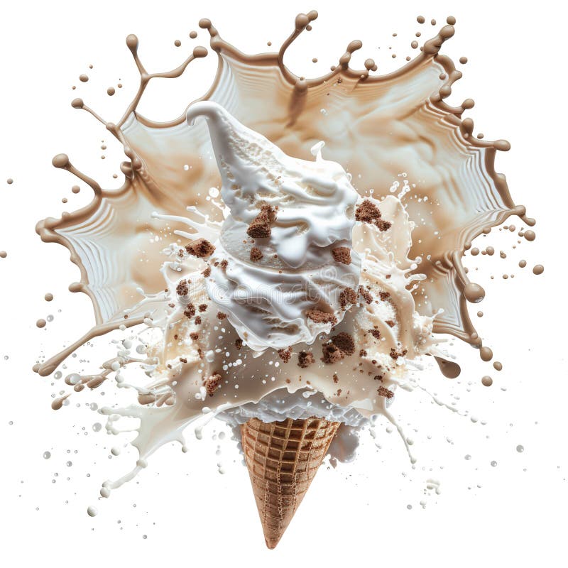 Ice Cream Explosion Isolated on Transparent Background. Stock ...