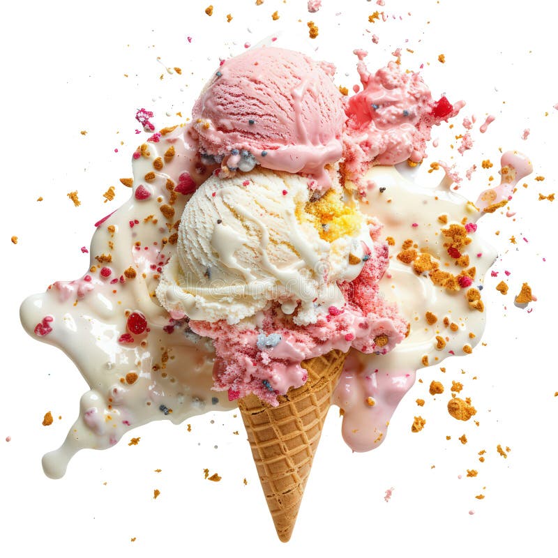 Ice Cream Explosion Isolated on Transparent Background. Stock ...