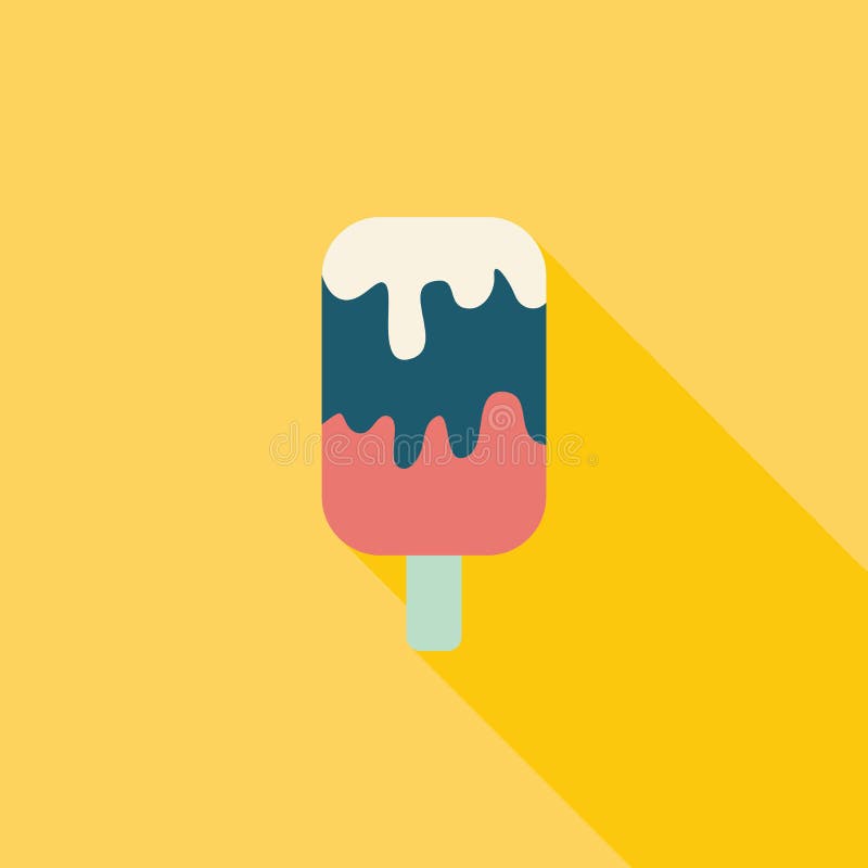 Ice Cream Flat Icon with Long Shadow Stock Vector - Illustration of ...