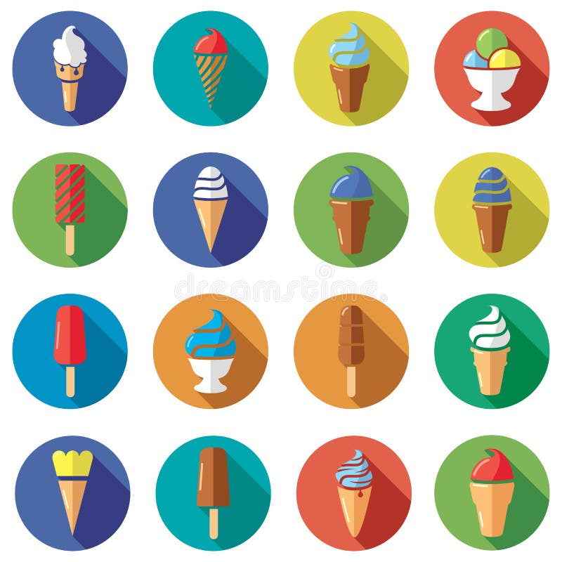 Ice Cream Flat Icons, Vector Stock Vector - Illustration of icon, menu ...