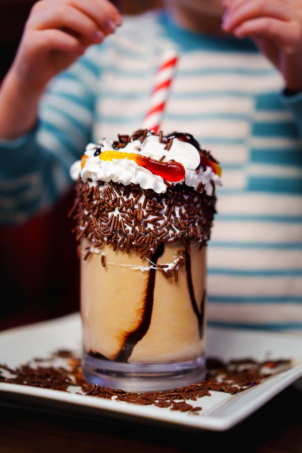 Ice Cream Float Milkshake, Chocolate Drizzle, Whipped Cream, Sprinkles ...