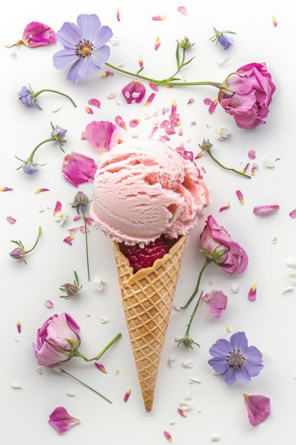 Ice Cream with Flowers on it. Stock Photo - Image of sweet, bouquet ...