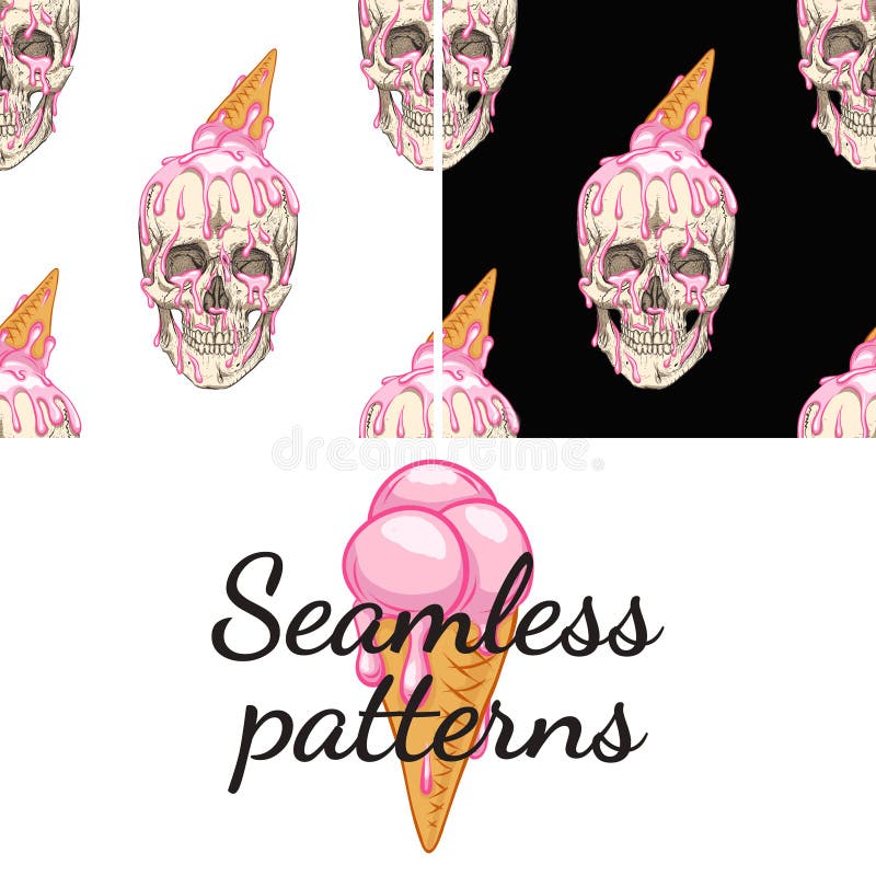 Ice Cream Flows Over the Skull. Stock Vector - Illustration of cranial ...