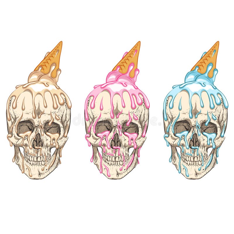 Skull and Ice Cream Clip Art Stock Illustration - Illustration of ...