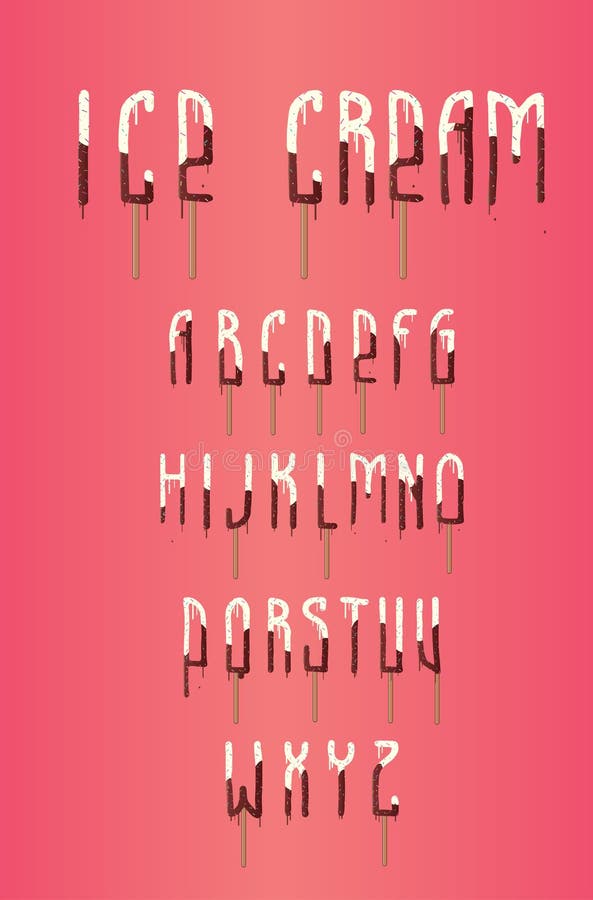 Ice Cream Font. Popsicle Alphabet. Cold Sweets ABC. Food Typography ...