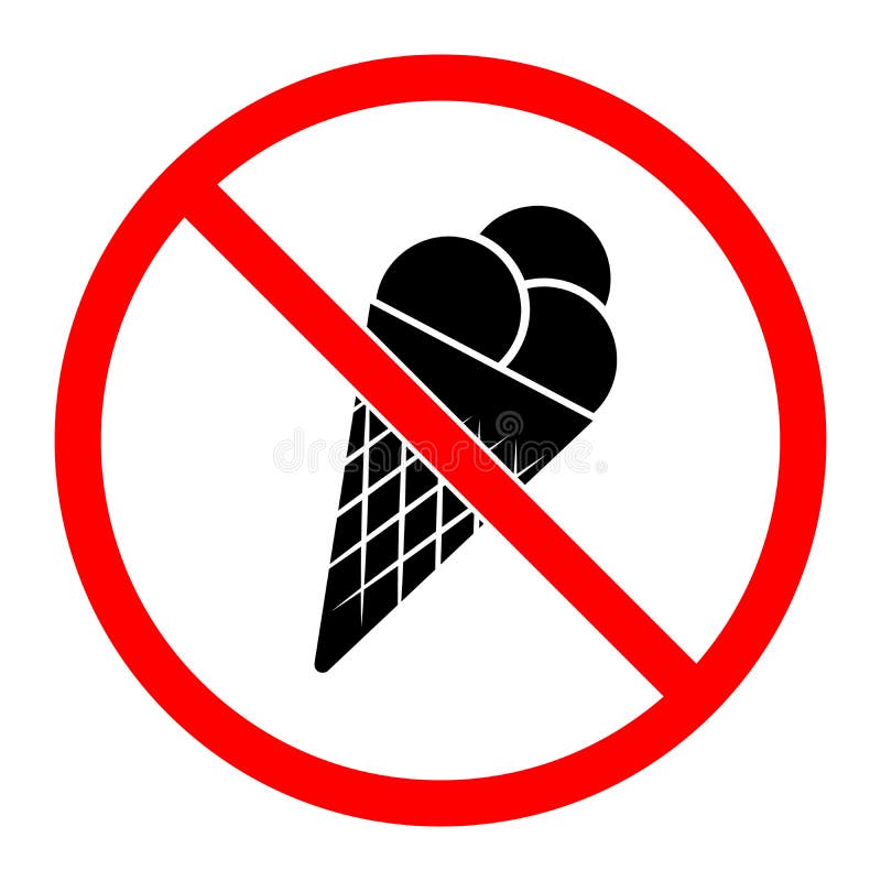 Ice Cream are Forbidden. Stop Ice Cream Icon. No Ice Cream Entry Stock ...
